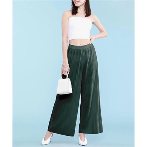 Lock & Love | Pants & Jumpsuits | New Lock And Love Green Pleated Wide ...